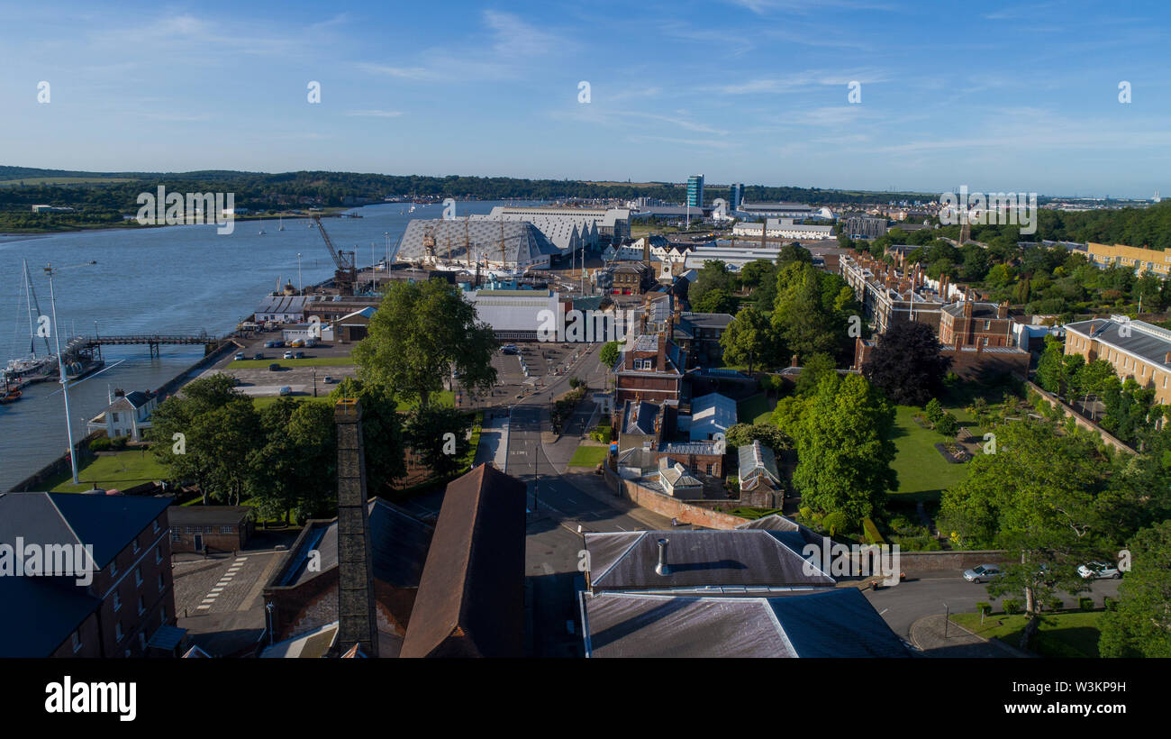 Chatham Historic Dockyard in Kent, UK, seen from the air above the Rope ...