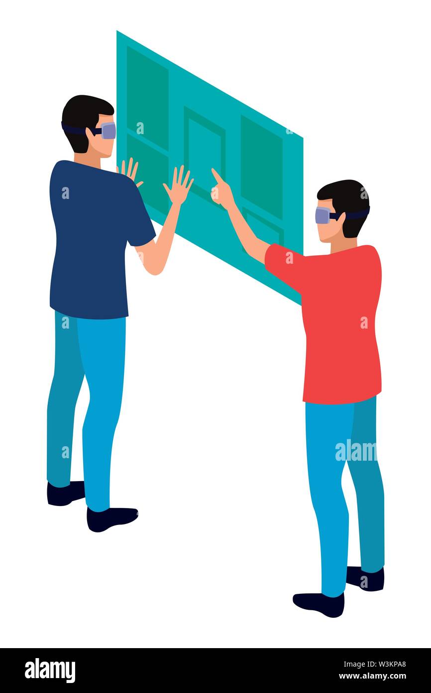 virtual reality technology experience cartoon Stock Vector Image & Art ...