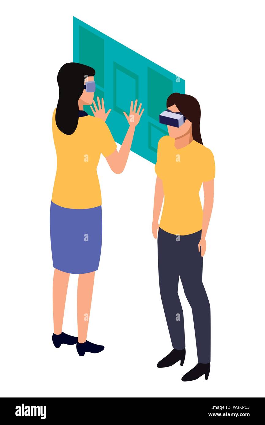 virtual reality technology experience cartoon Stock Vector Image & Art ...