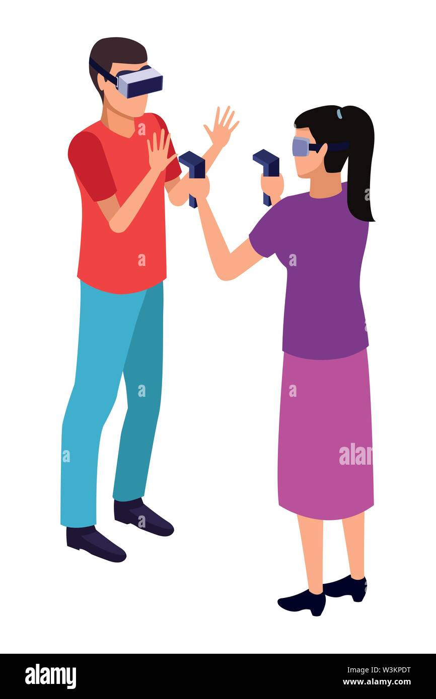 virtual reality technology experience cartoon Stock Vector Image & Art ...