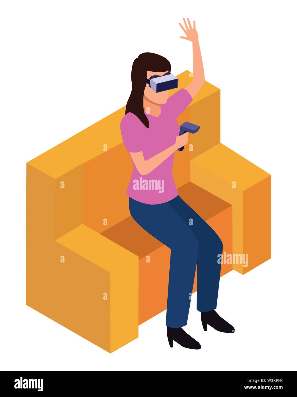virtual reality technology experience cartoon Stock Vector Image & Art ...