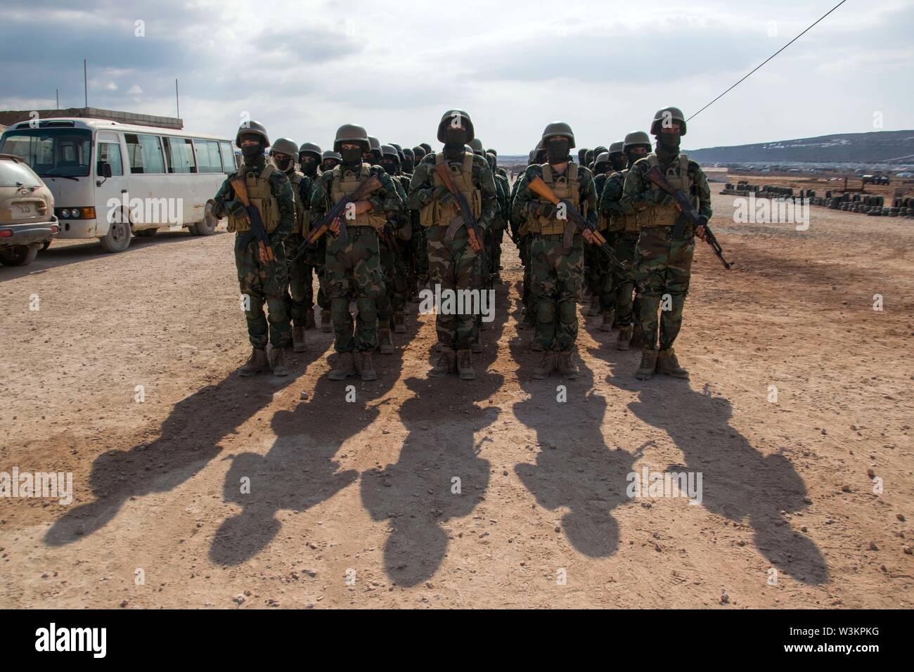 Idlib, Idlib, Syrian Arab Republic. 14th July, 2019. Fighters of Jaysh ...