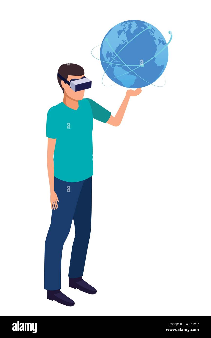 virtual reality technology experience cartoon Stock Vector Image & Art ...
