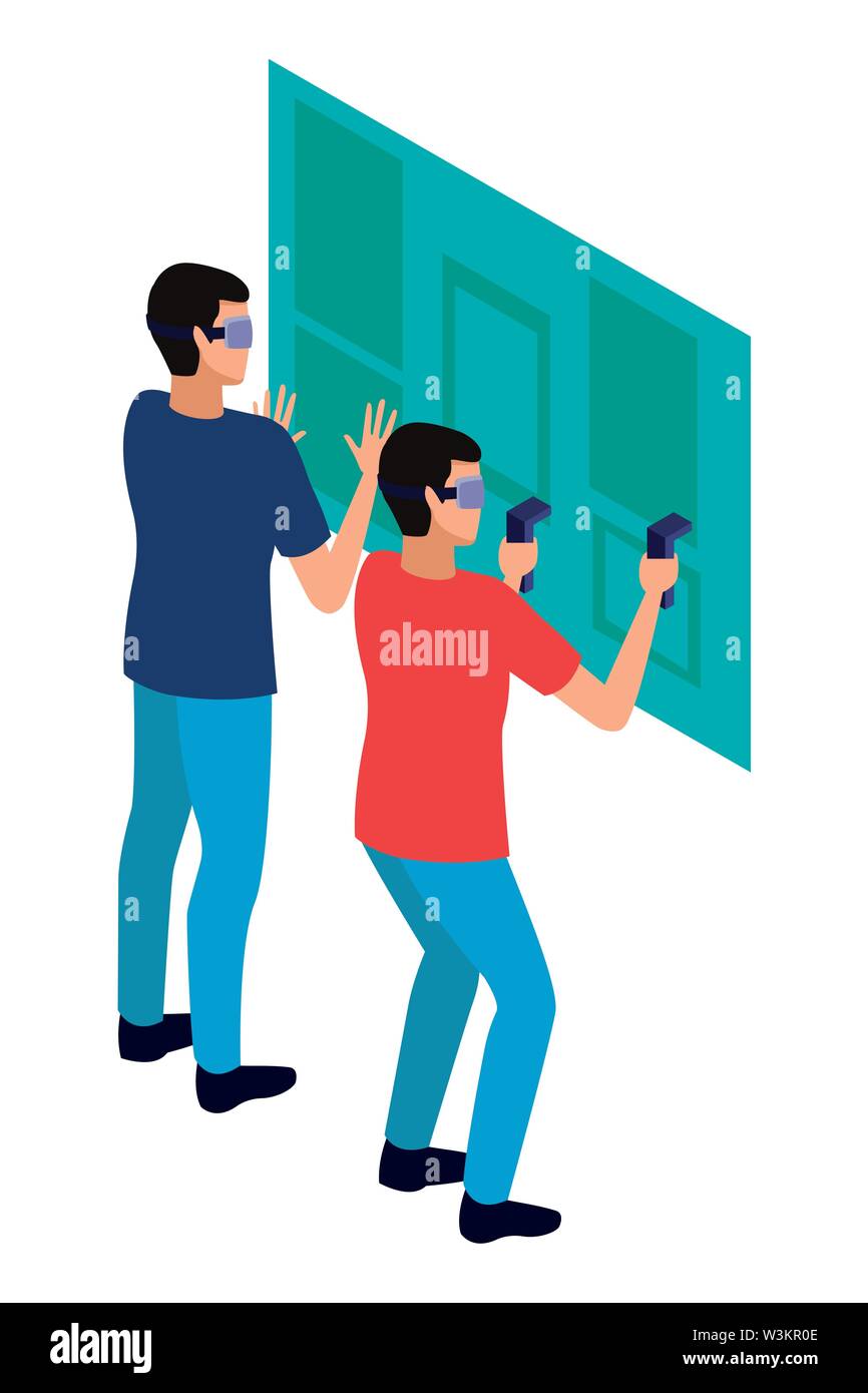 virtual reality technology experience cartoon Stock Vector Image & Art ...