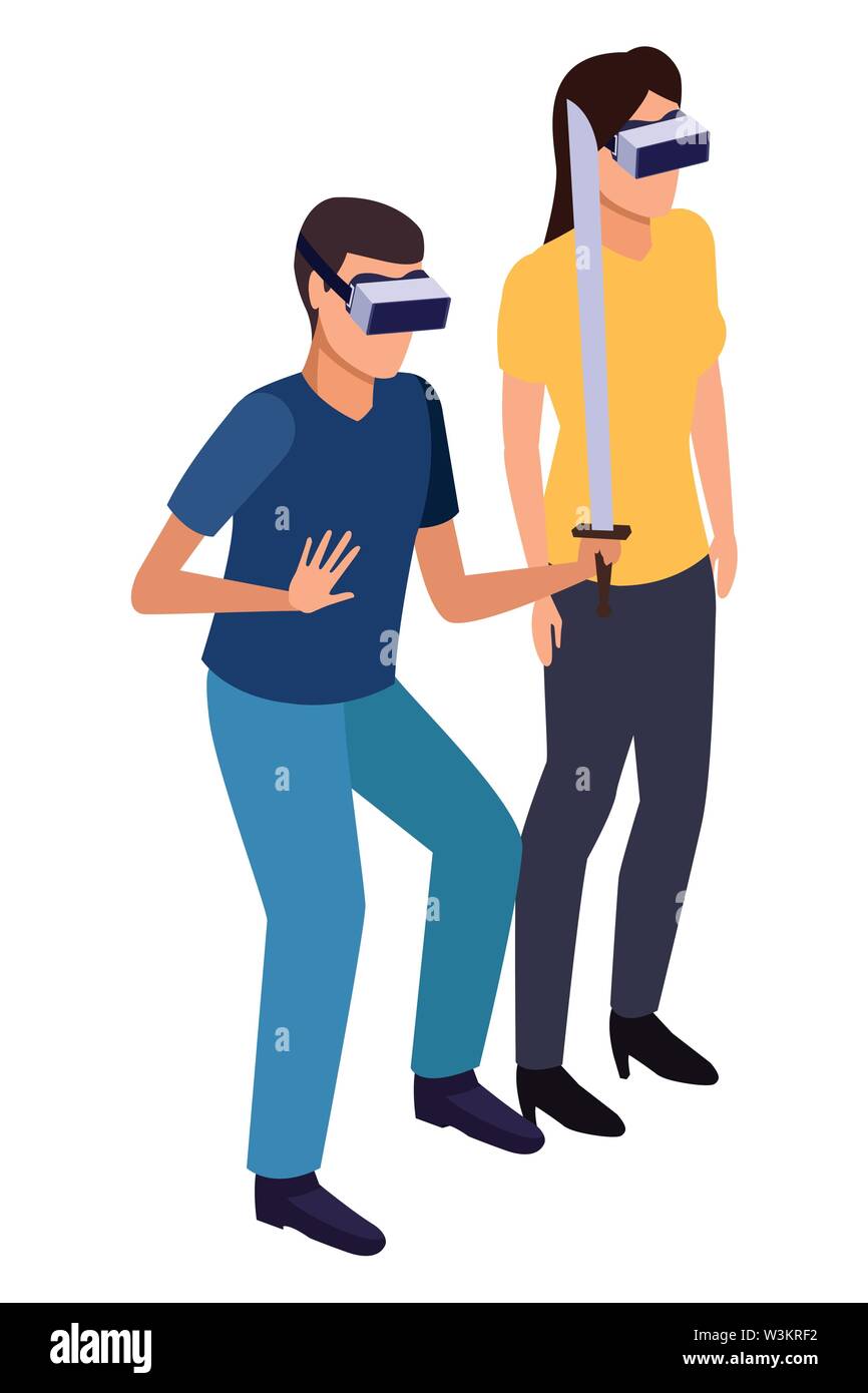 virtual reality technology experience cartoon Stock Vector Image & Art ...