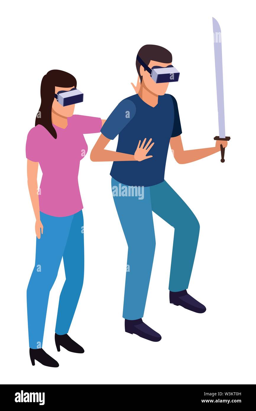 virtual reality technology experience cartoon Stock Vector Image & Art ...