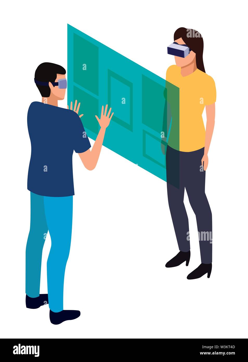 virtual reality technology experience cartoon Stock Vector Image & Art ...