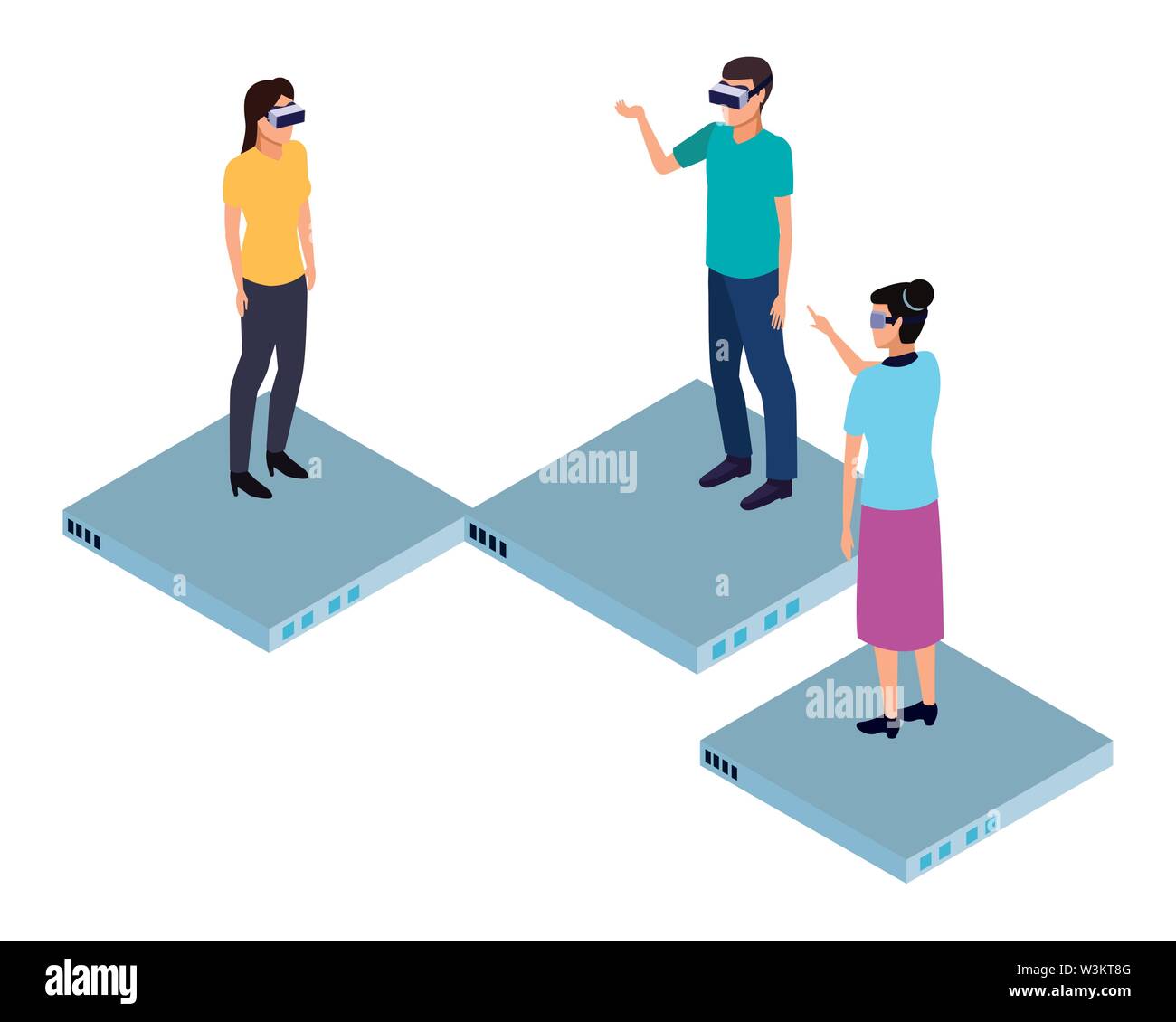 virtual reality technology experience cartoon Stock Vector Image & Art ...
