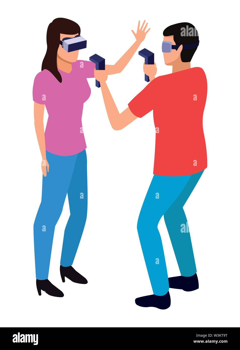 virtual reality technology experience cartoon Stock Vector Image & Art ...