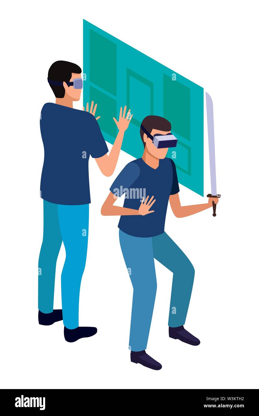 virtual reality technology experience cartoon Stock Vector Image & Art ...