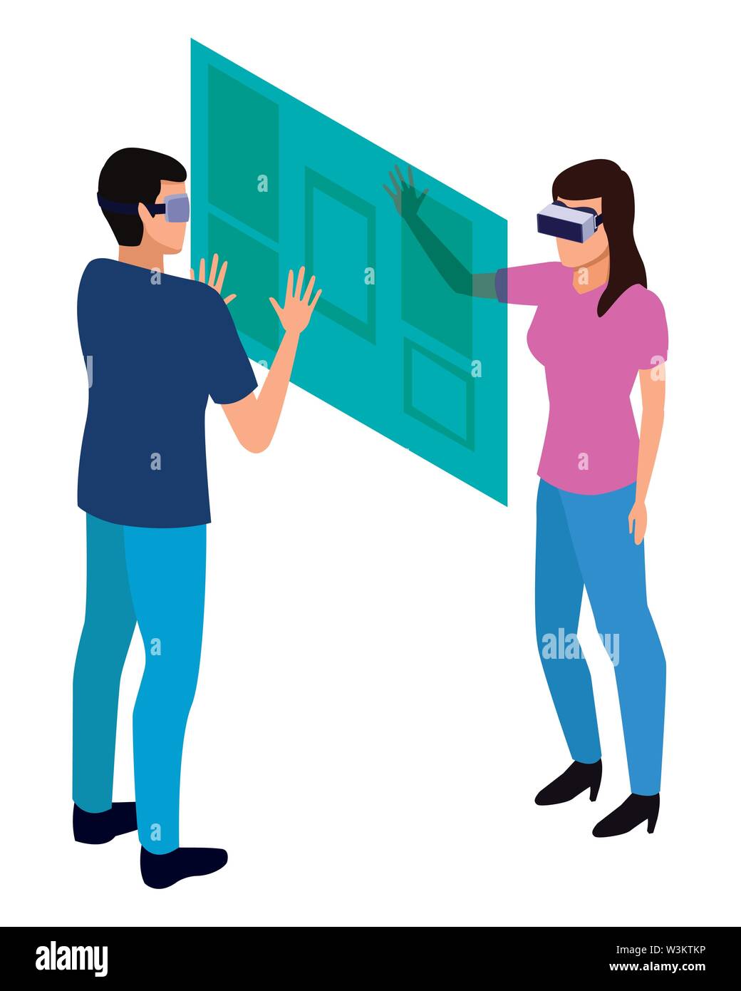 virtual reality technology experience cartoon Stock Vector Image & Art ...