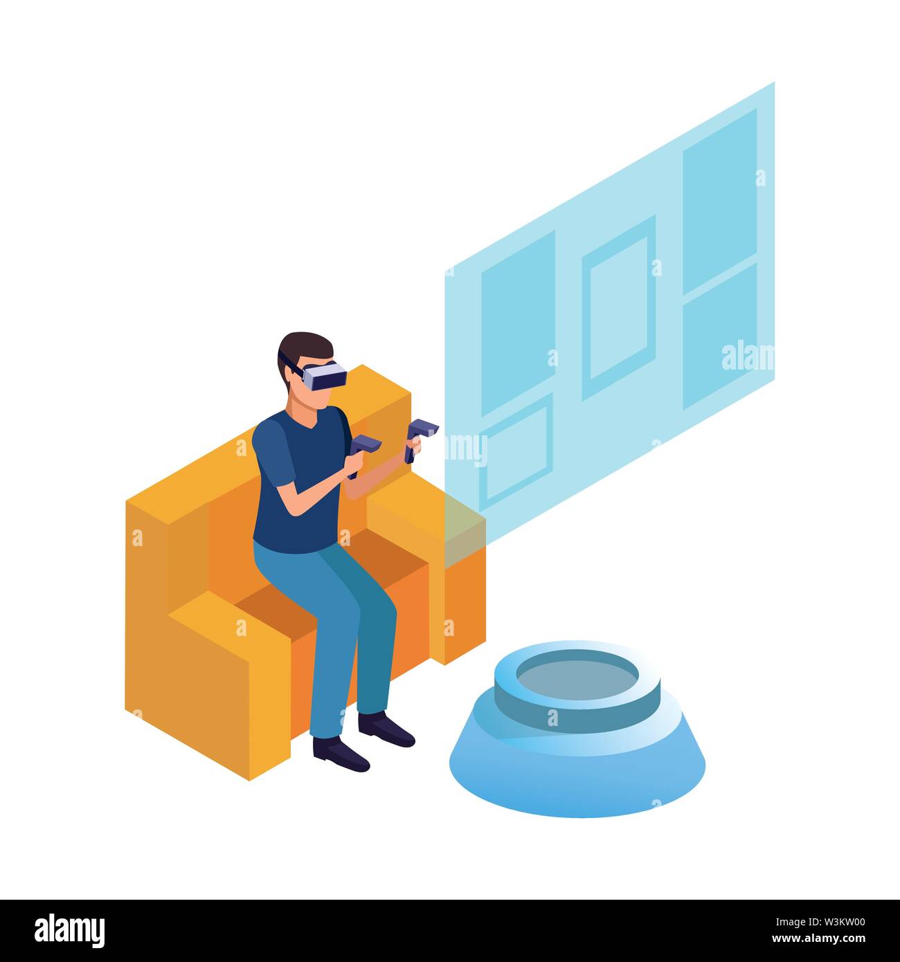 virtual reality technology experience cartoon Stock Vector Image & Art ...