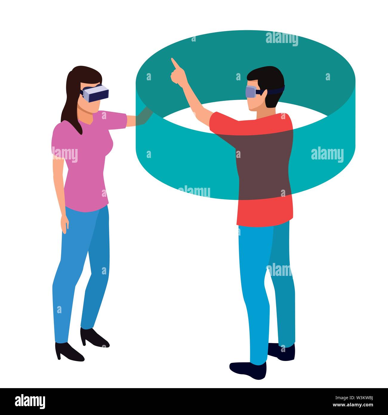 virtual reality technology experience cartoon Stock Vector Image & Art ...