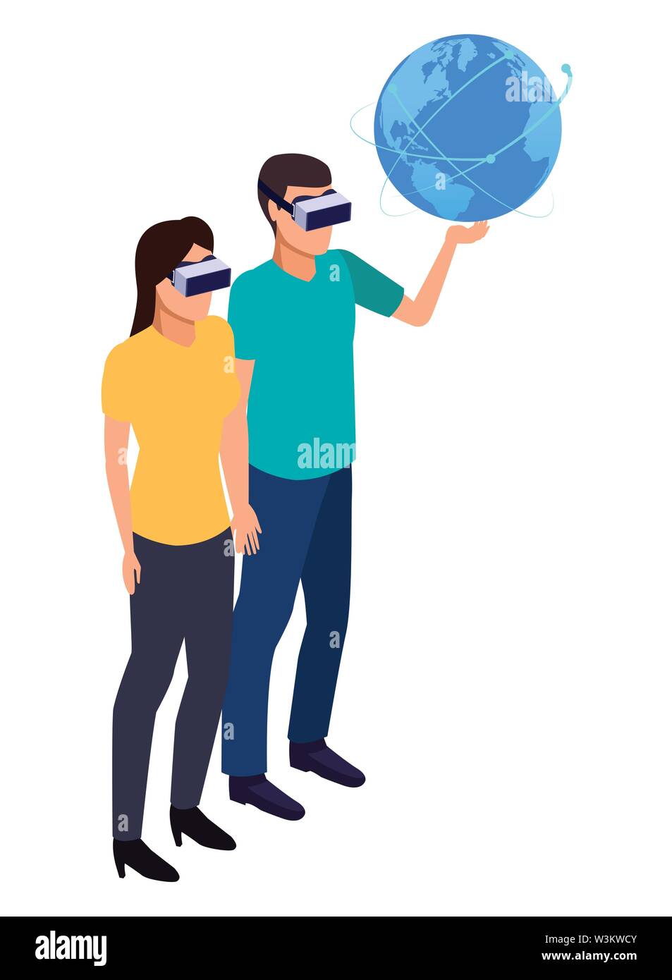 virtual reality technology experience cartoon Stock Vector Image & Art ...