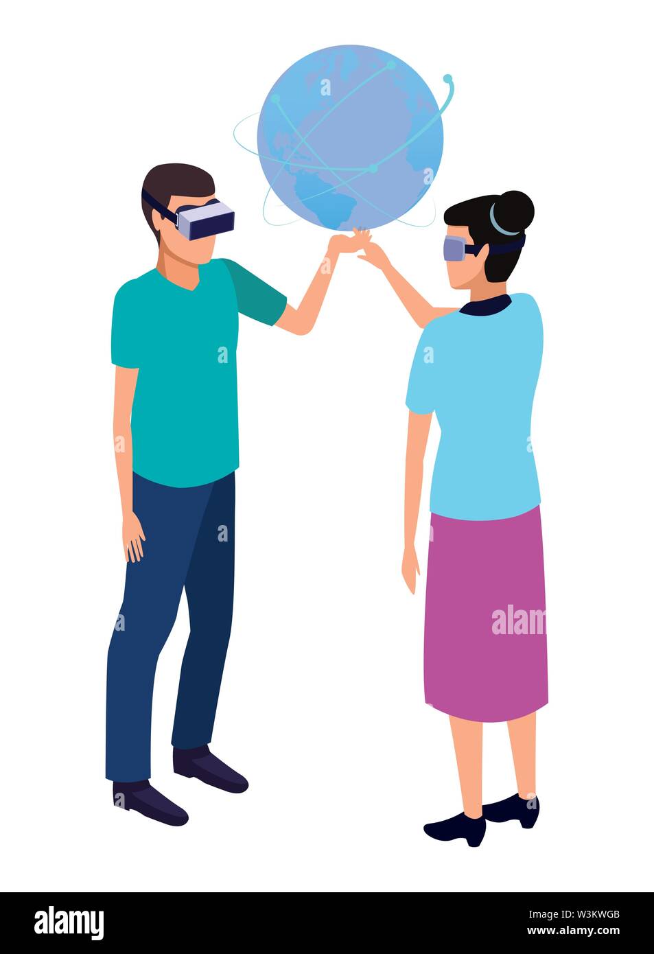 virtual reality technology experience cartoon Stock Vector Image & Art ...