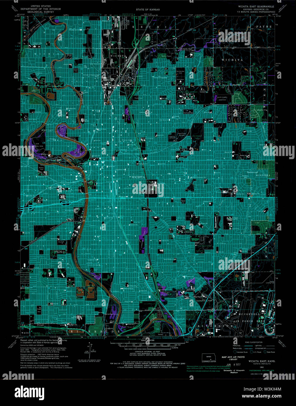 USGS TOPO Map Kansas KS Wichita East 512802 1961 24000 Inverted ...