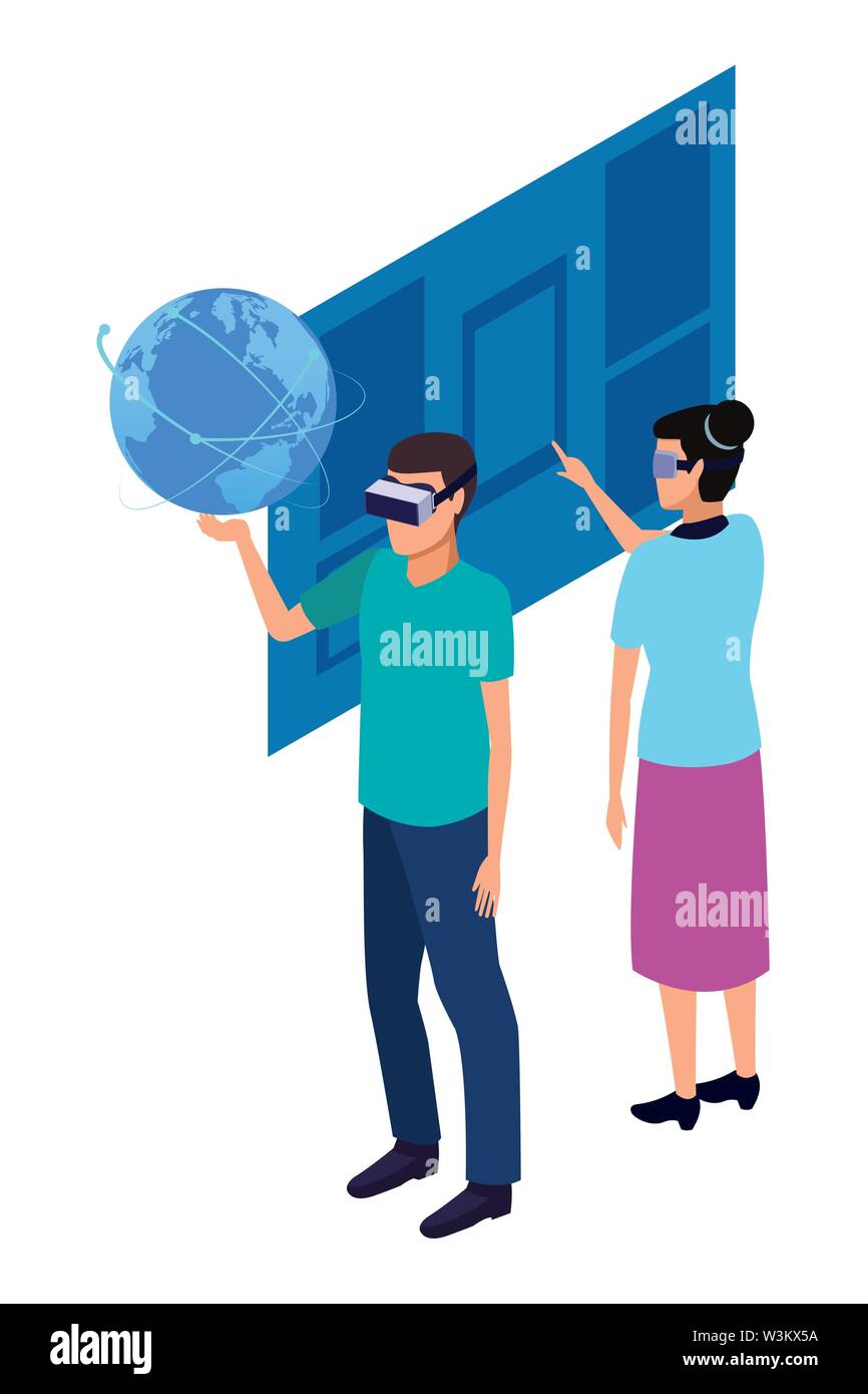 virtual reality technology experience cartoon Stock Vector Image & Art ...