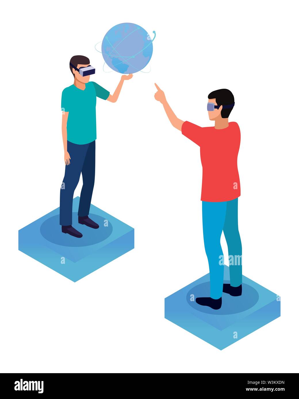 virtual reality technology experience cartoon Stock Vector Image & Art ...