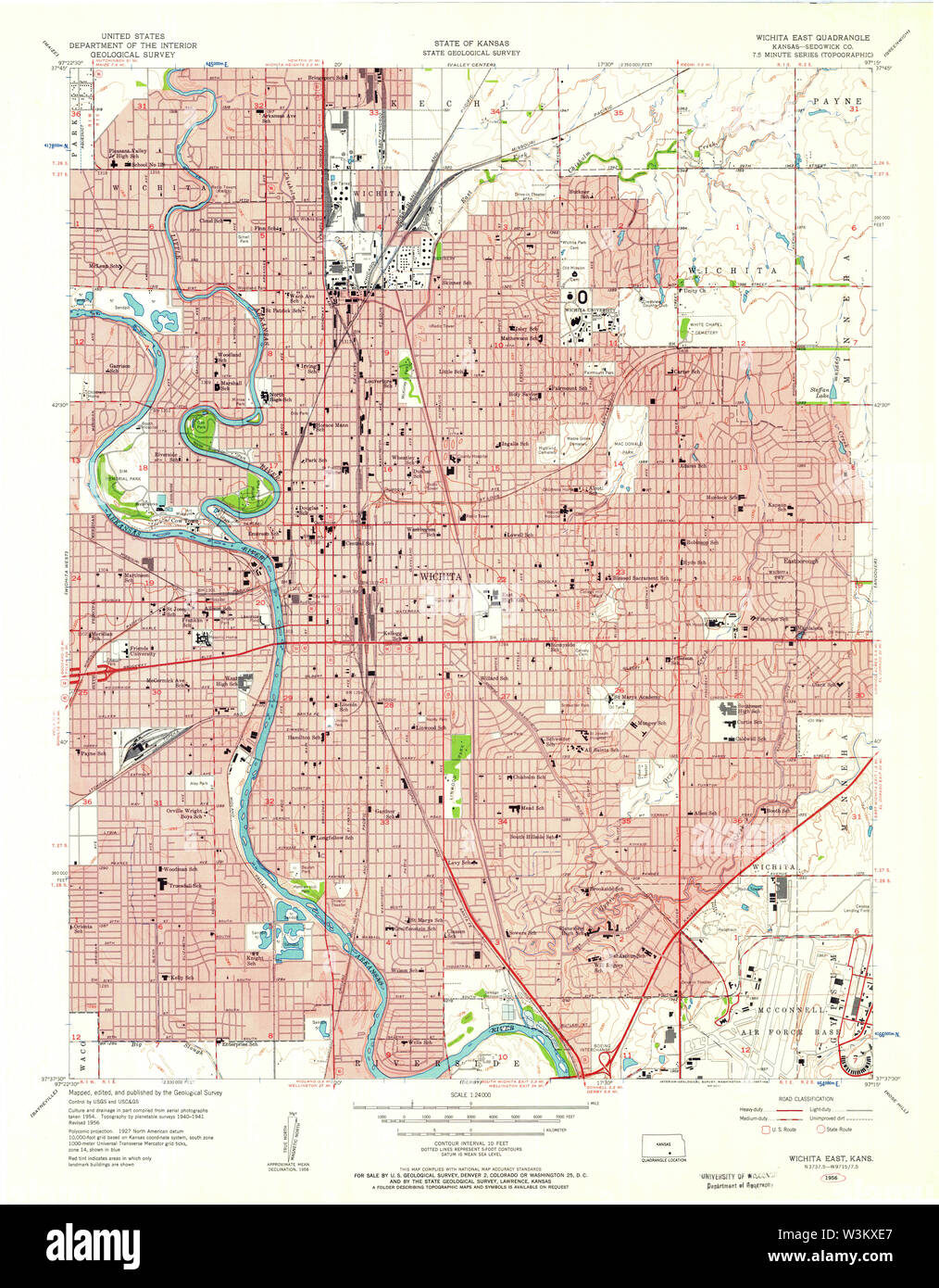USGS TOPO Map Kansas KS Wichita East 512805 1956 24000 Restoration ...
