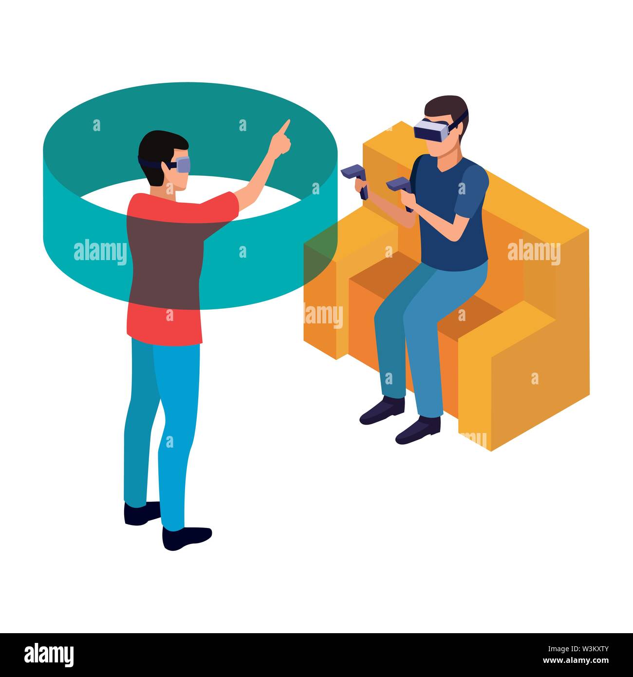 virtual reality technology experience cartoon Stock Vector Image & Art ...