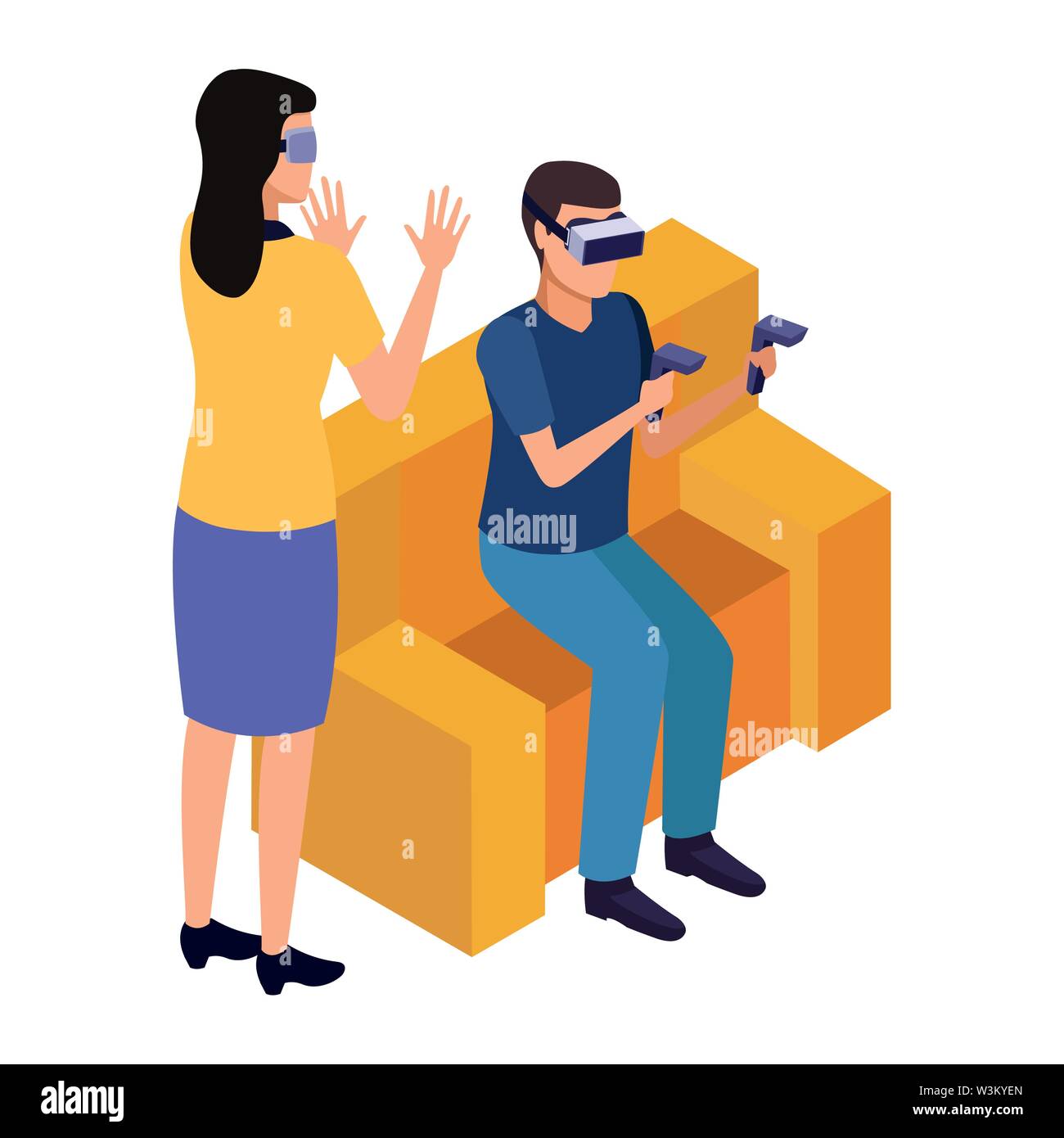 virtual reality technology experience cartoon Stock Vector Image & Art ...
