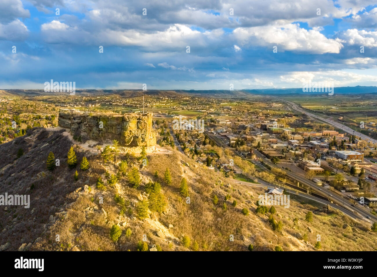 An aerial view of downtown Castle Rock over The Rock Stock Photo - Alamy