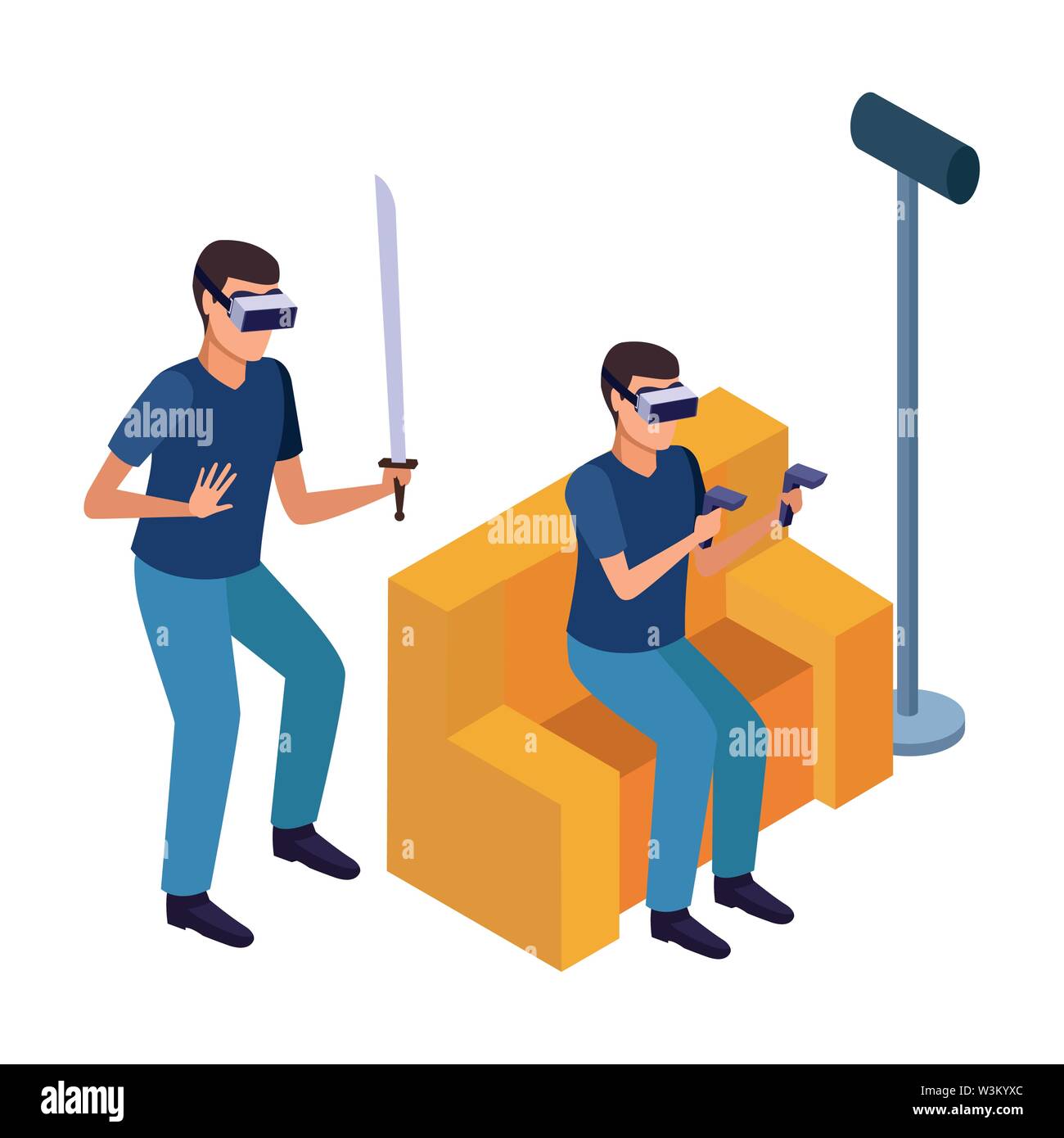 virtual reality technology experience cartoon Stock Vector Image & Art ...