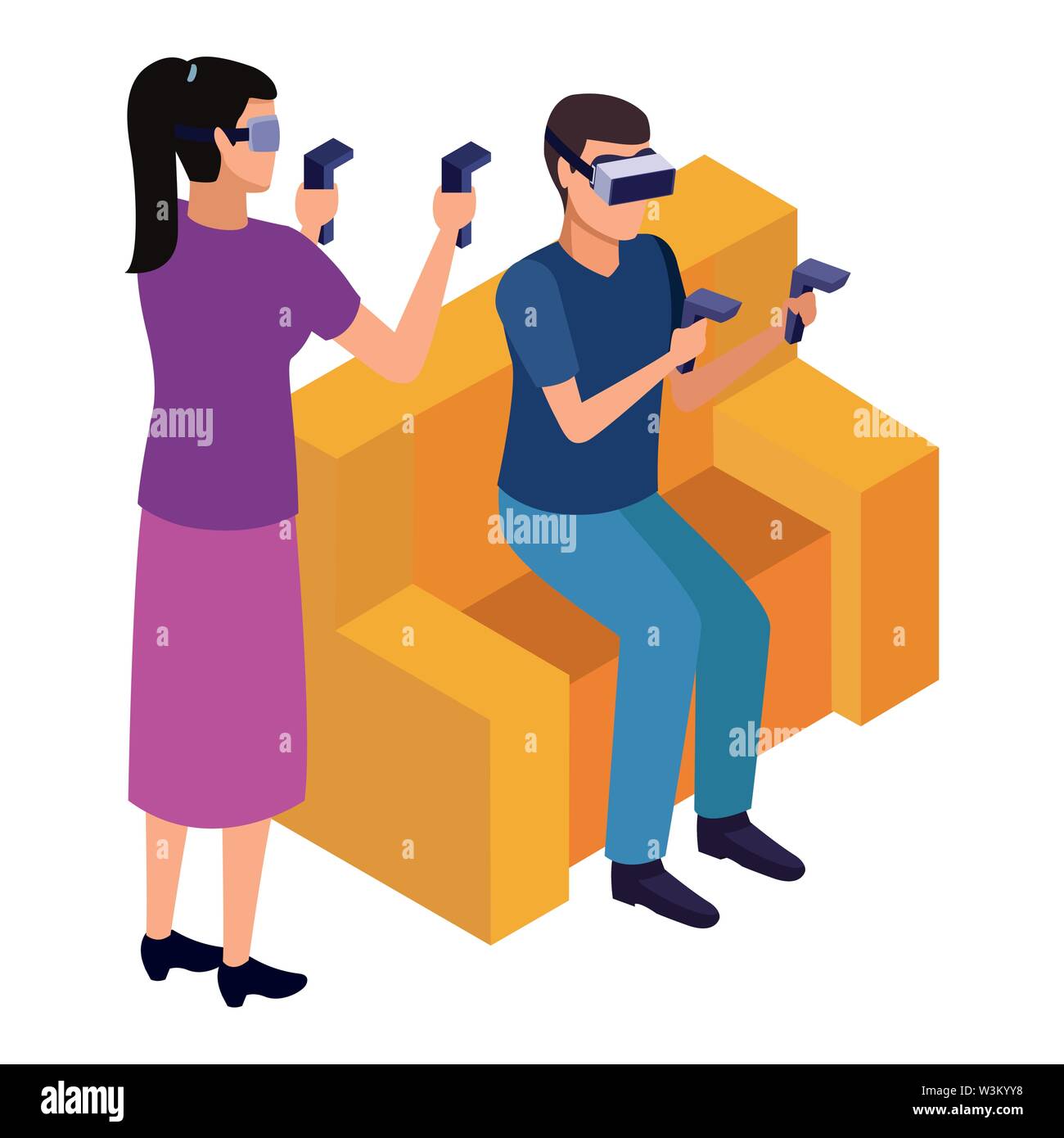 virtual reality technology experience cartoon Stock Vector Image & Art ...