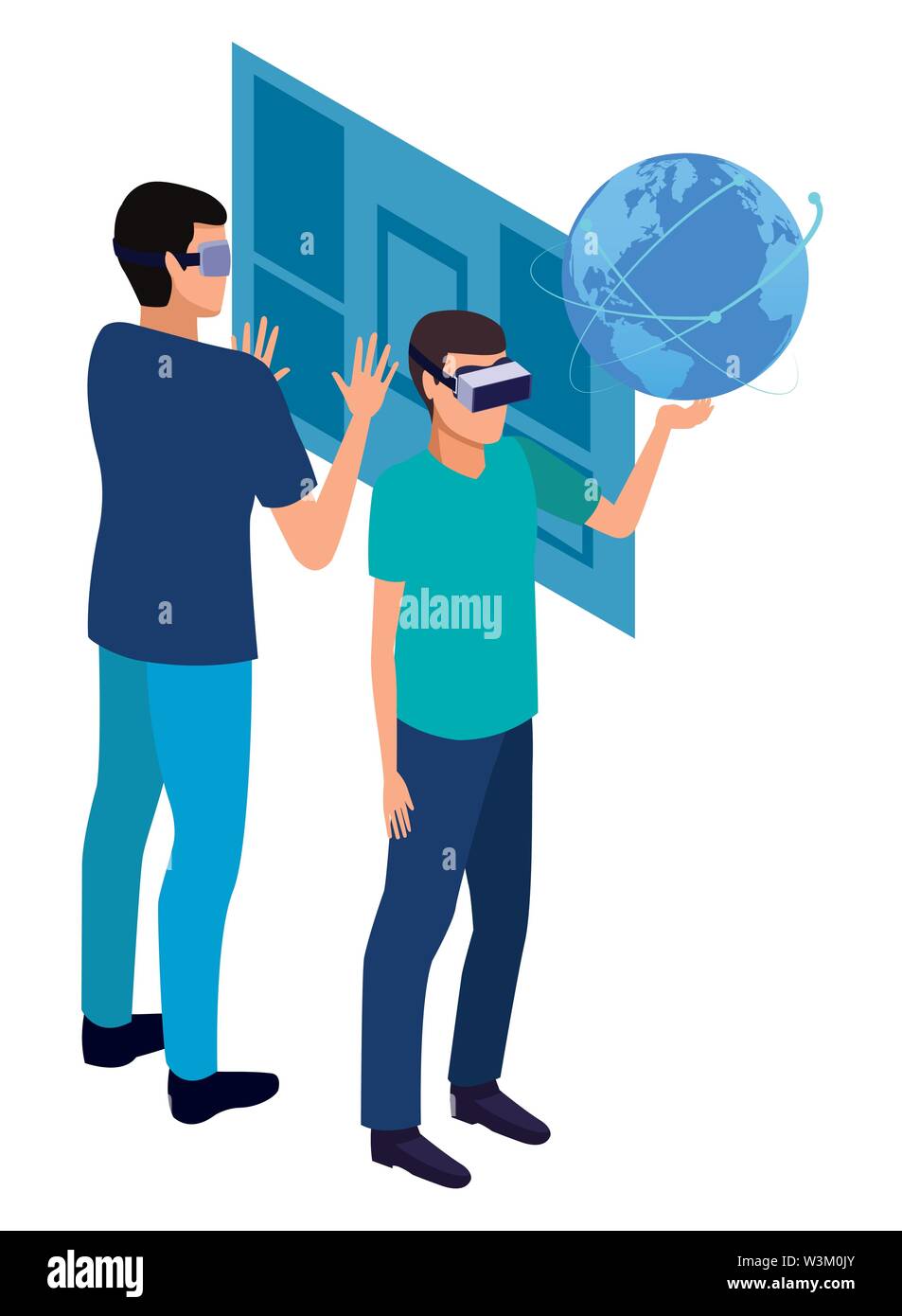 virtual reality technology experience cartoon Stock Vector Image & Art - Alamy