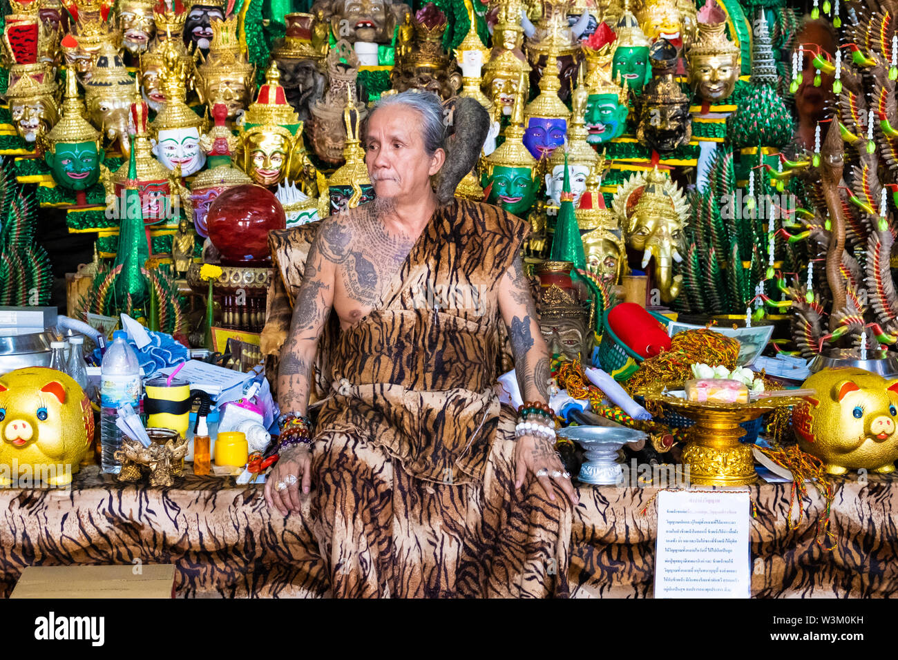 Pattaya, Thailand - May 19, 2019: Yantra tattoo or Sak Yant, Thai ...