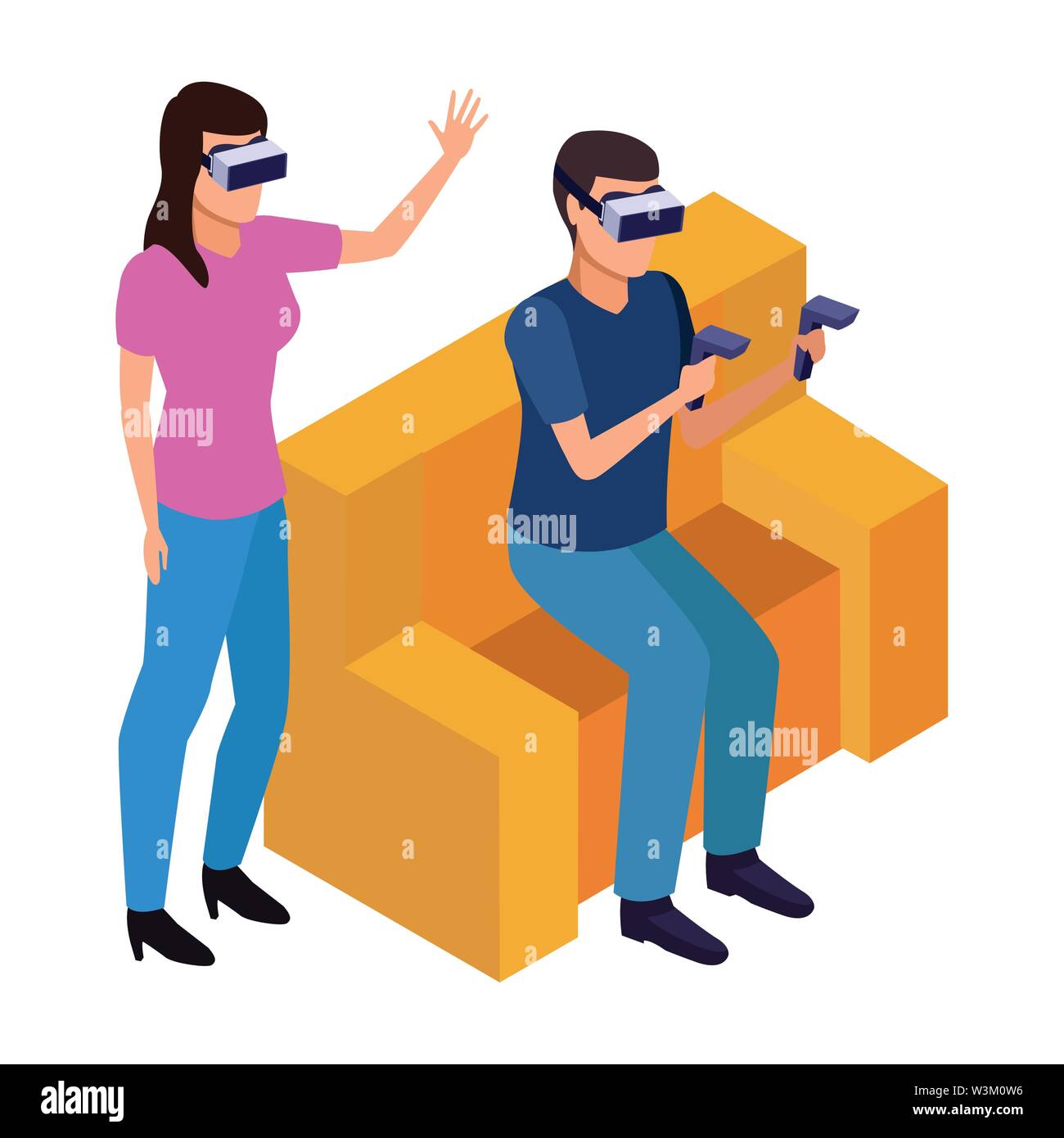 virtual reality technology experience cartoon Stock Vector Image & Art ...