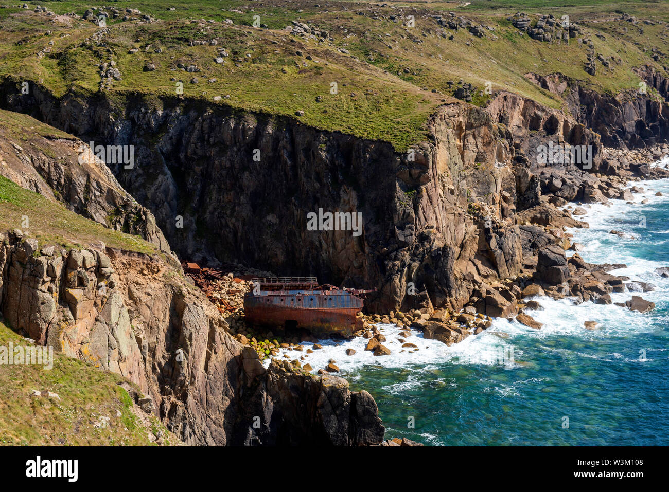 The Shipwreck of RMS Mulheim on Mayon Cliff in Sennen Cove in Cornwall ...