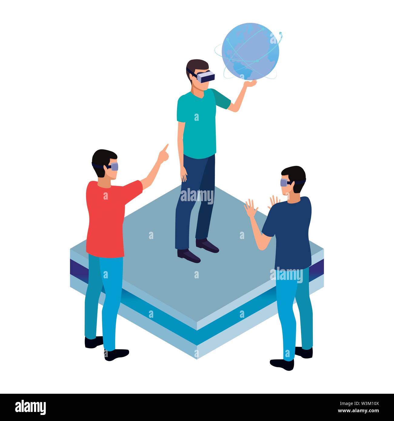 virtual reality technology experience cartoon Stock Vector Image & Art ...