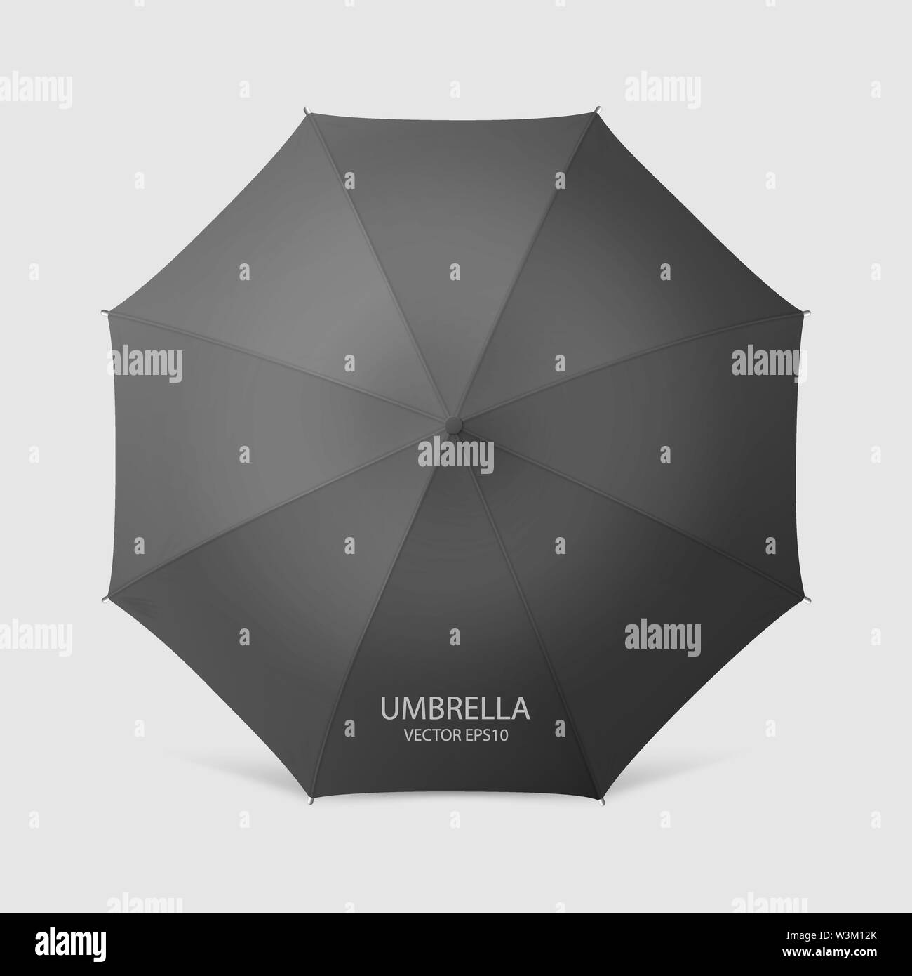Vector 3d Realistic Render Black Blank Umbrella Icon Closeup Isolated on White Background ...