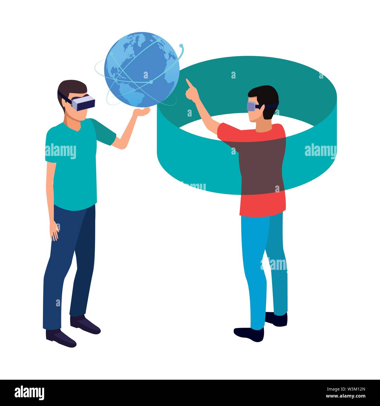 virtual reality technology experience cartoon Stock Vector Image & Art ...