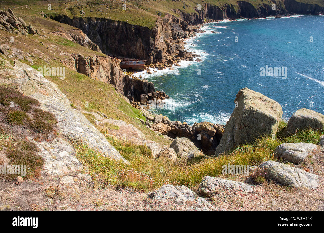 The Shipwreck of RMS Mulheim on Mayon Cliff in Sennen Cove in Cornwall ...