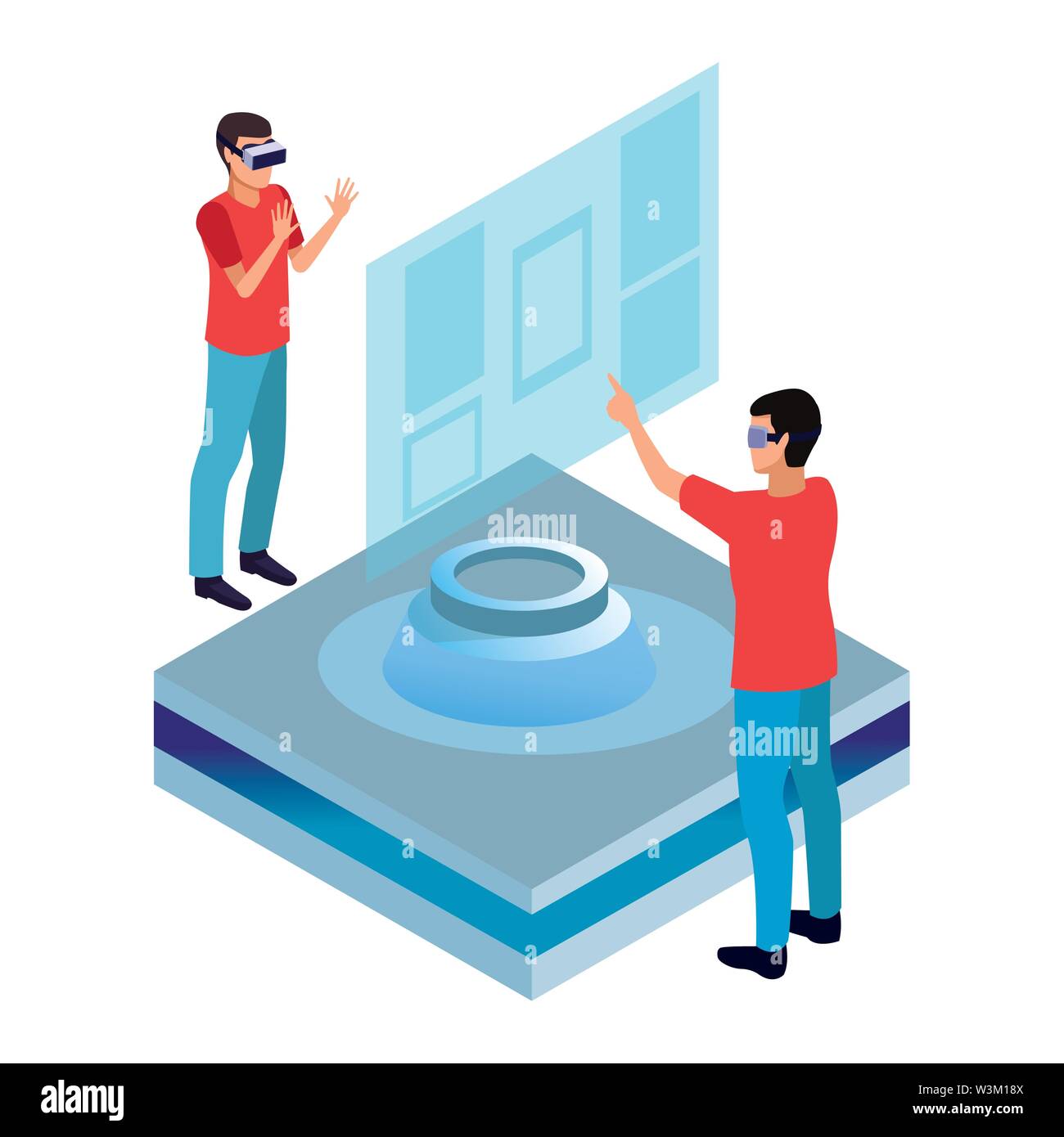 virtual reality technology experience cartoon Stock Vector Image & Art ...