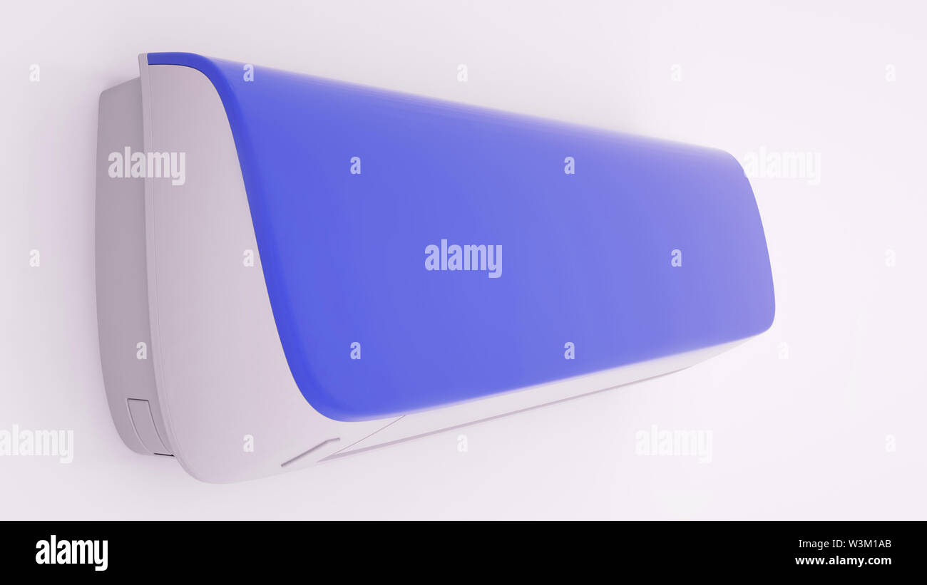 Red air conditioner isolated on white wall. 3d illustration Stock Photo ...