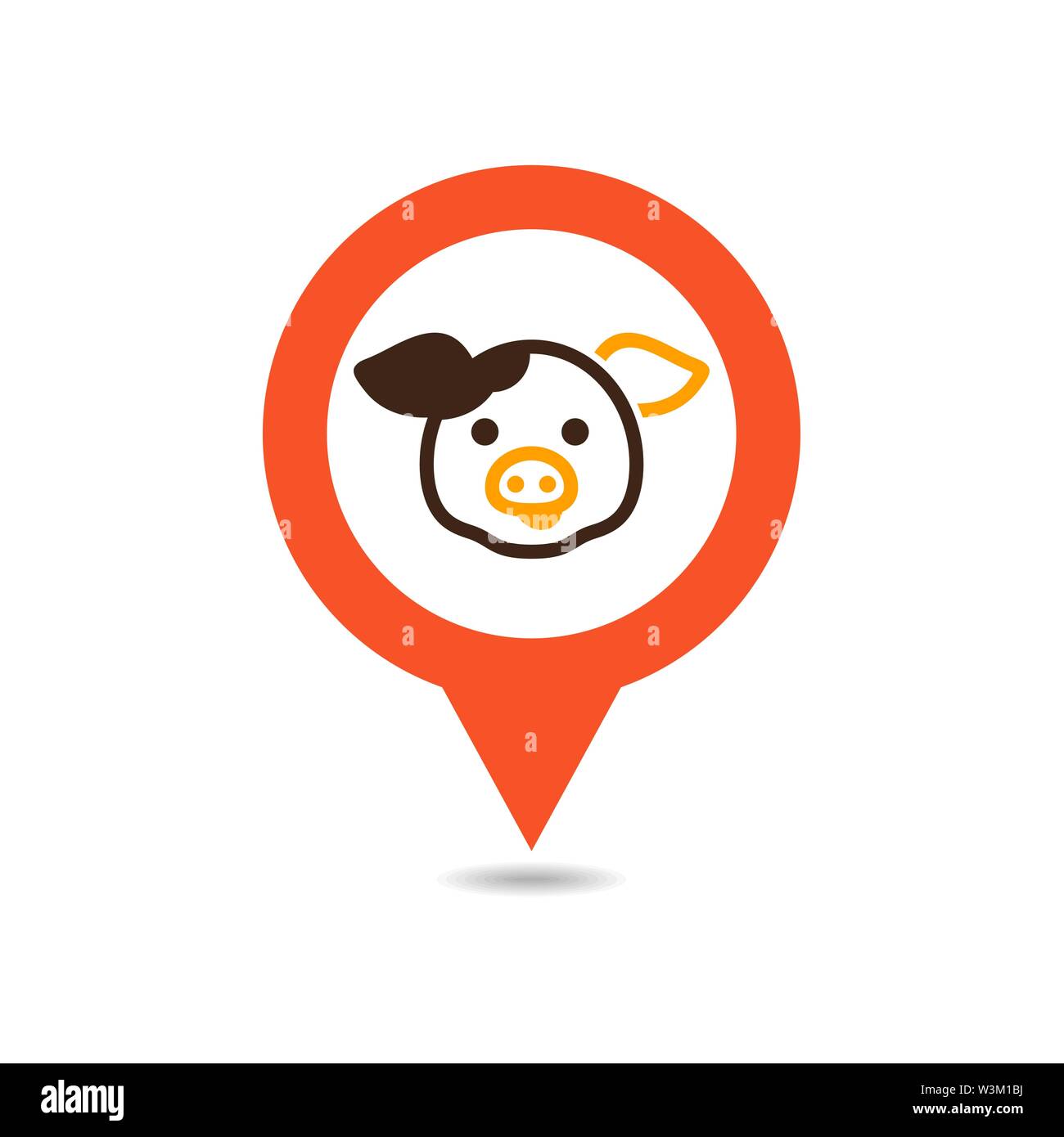 Pig pin map icon. Farm animal Map pointer. Map marker. Graph symbol for ...