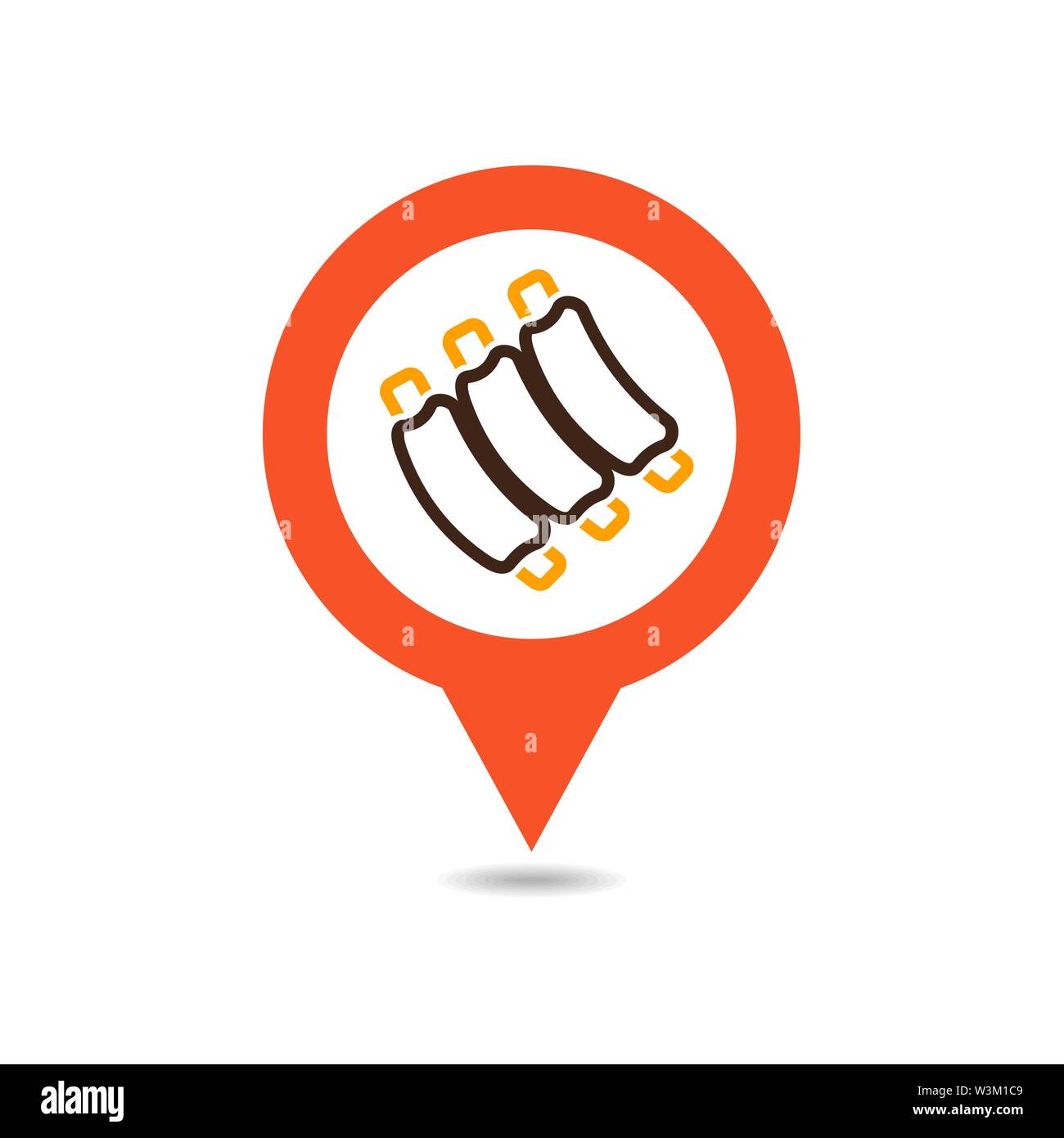 Ribs food meat pin map icon. Farm animal Map pointer. Map marker. Graph ...