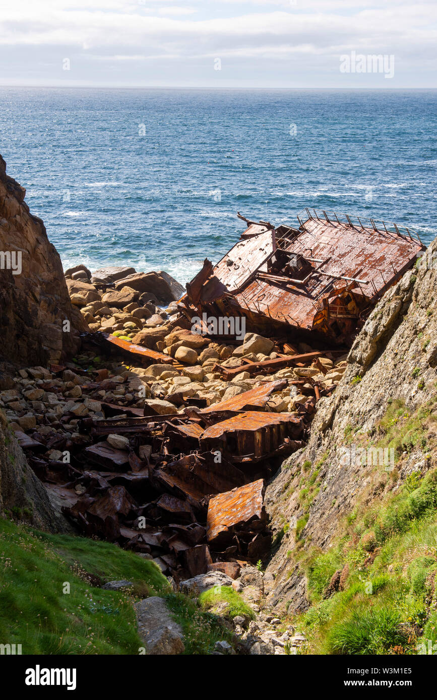 The Shipwreck of RMS Mulheim on Mayon Cliff in Sennen Cove in Cornwall ...