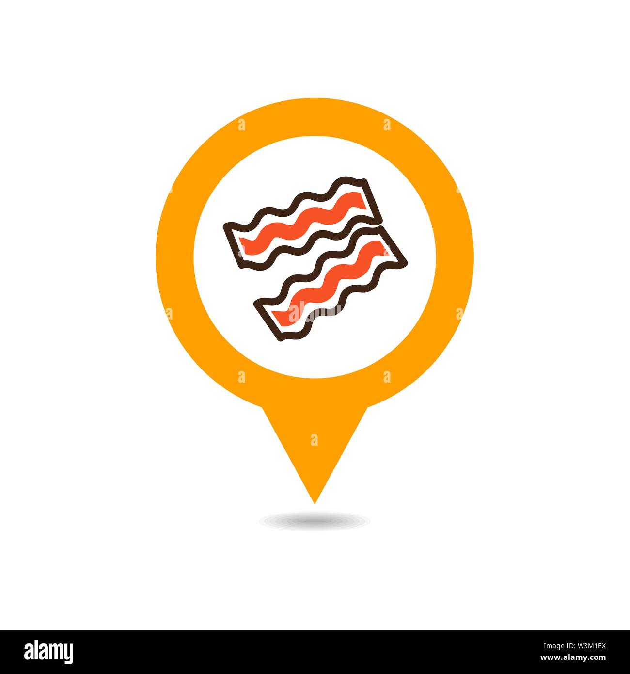 Bacon pieces pin map icon. Farm animal Map pointer. Map marker. Graph ...