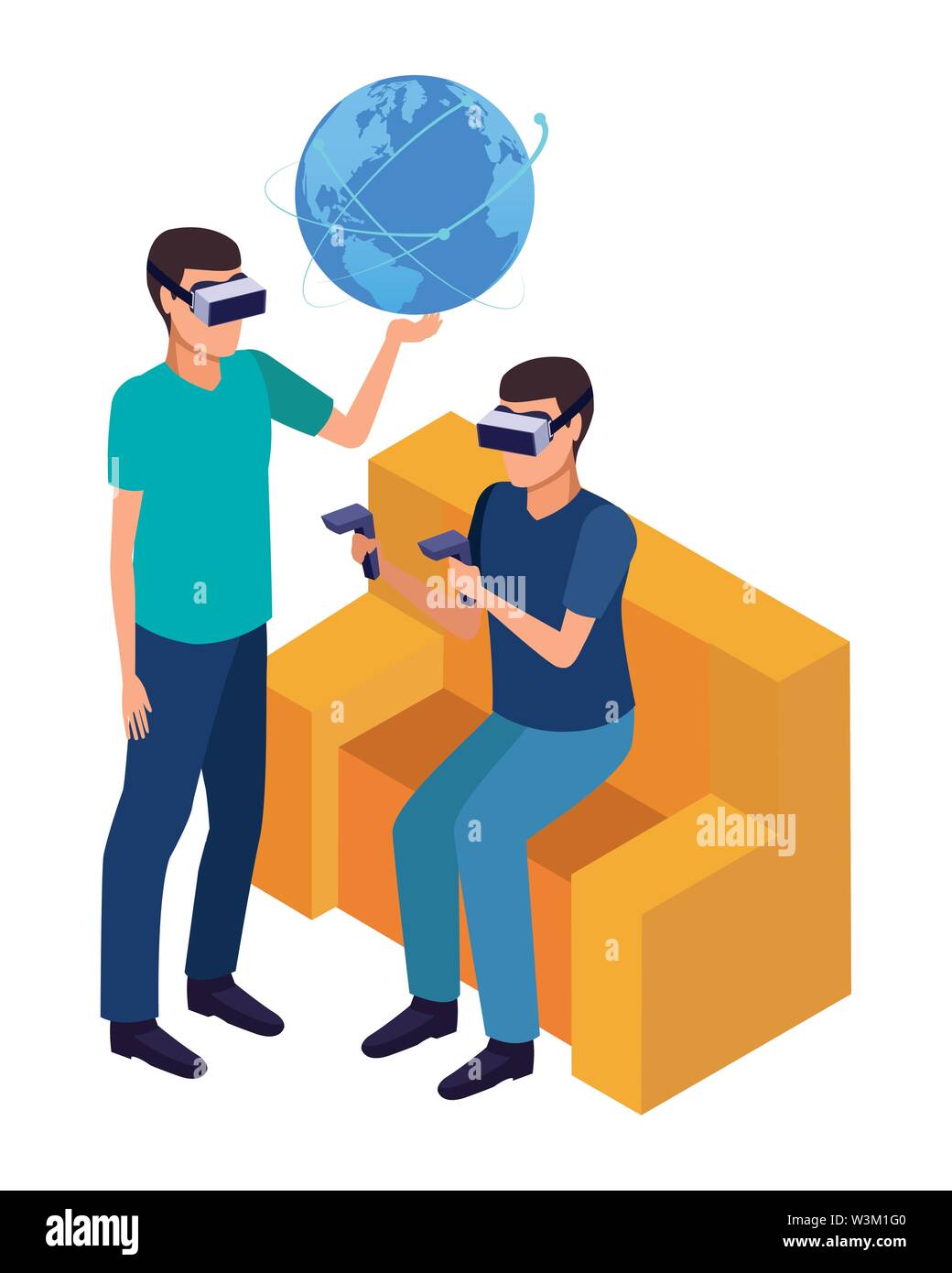 virtual reality technology experience cartoon Stock Vector Image & Art ...