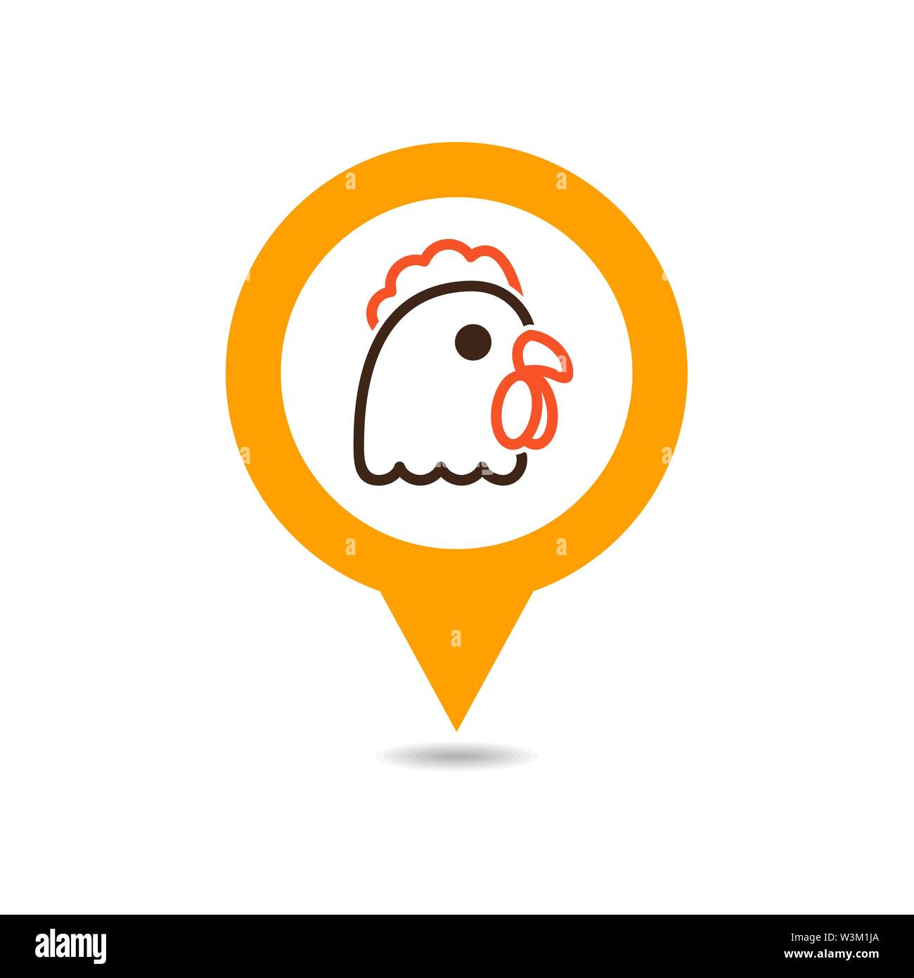Chicken pin map icon. Farm animal Map pointer. Map marker. Graph symbol ...