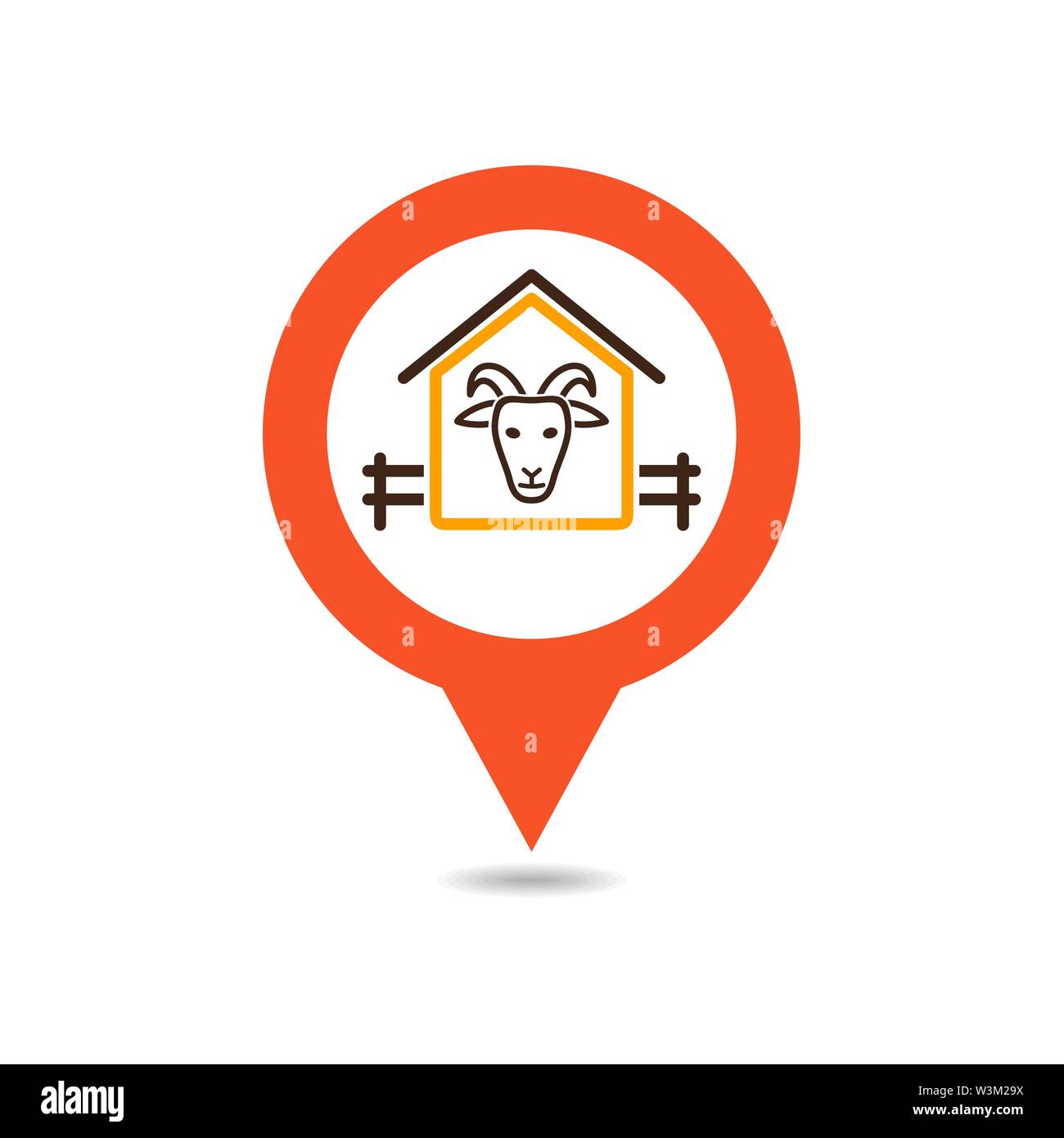 Goat house pin map icon. Farm animal Map pointer. Map marker. Graph ...