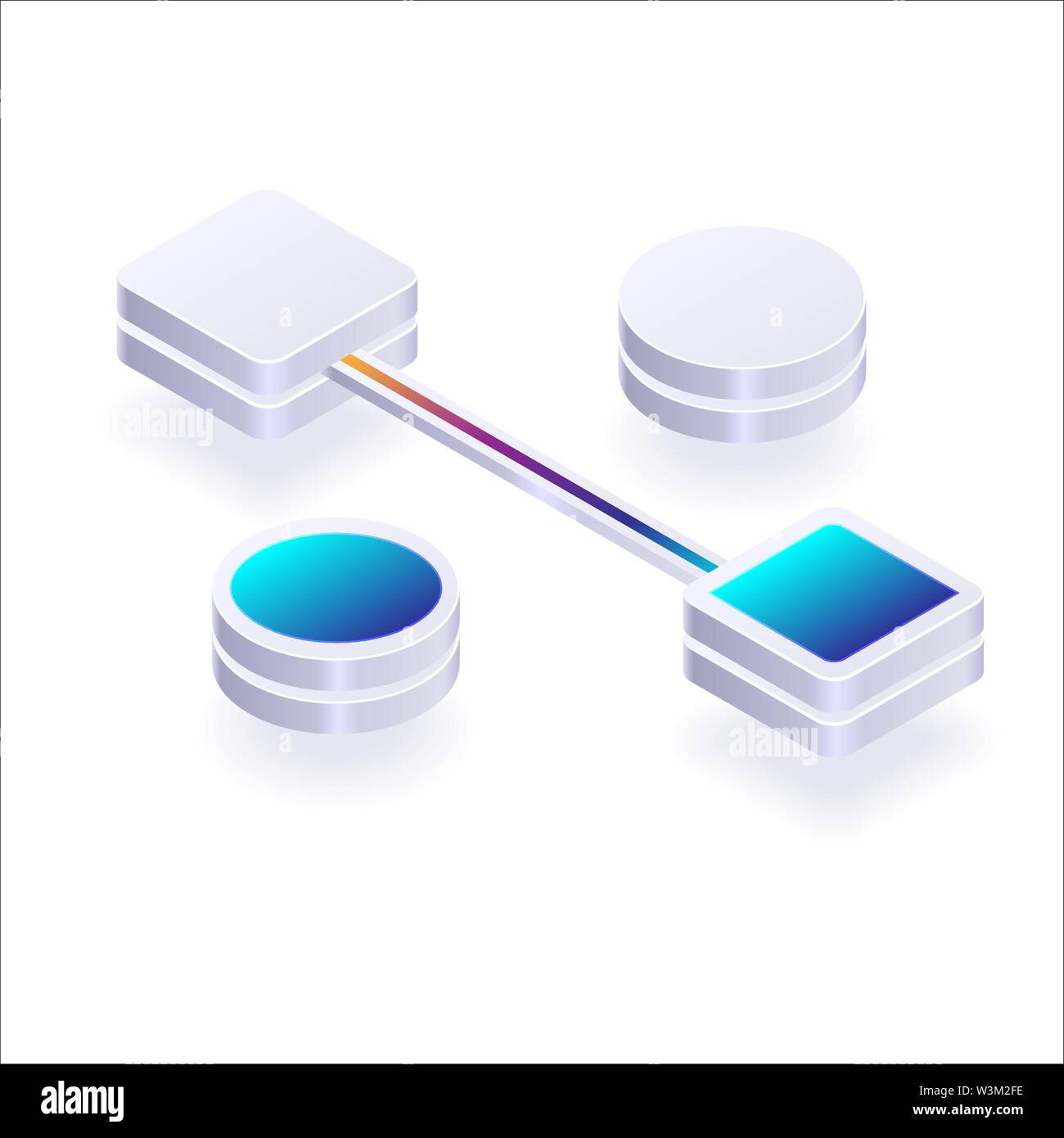 Different circle and square white elements for data center background ...