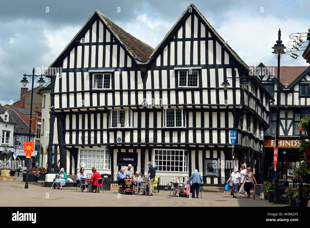 Street scene, showing the historic timber-framed Natwest building in ...