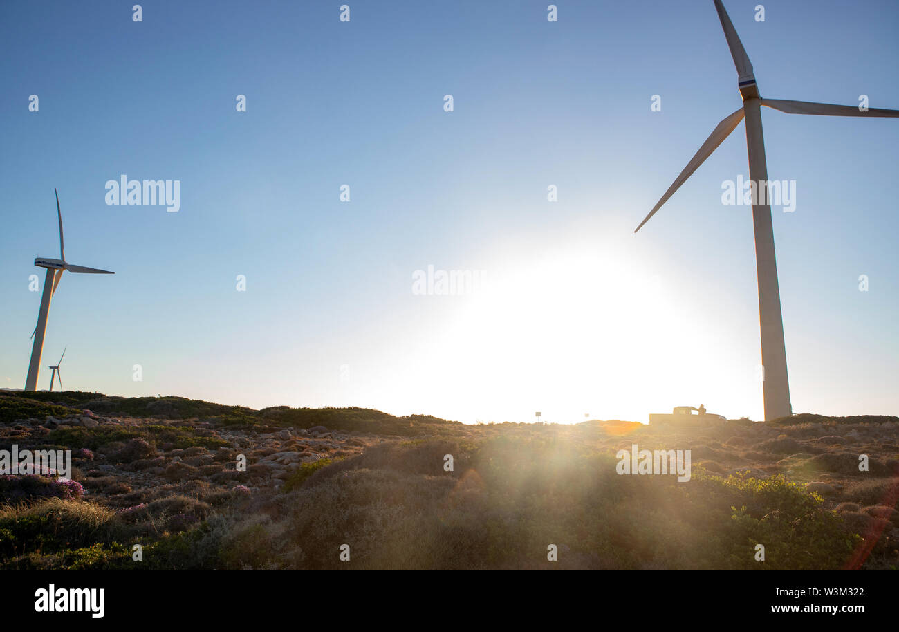 Wind farm, wind park in Vrouchas, Crete Stock Photo - Alamy
