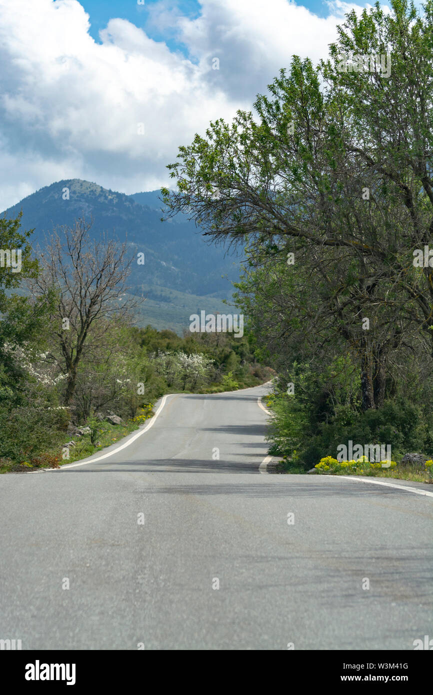 Driving car on roads of Peloponnese, roads network in Greece, vacation ...