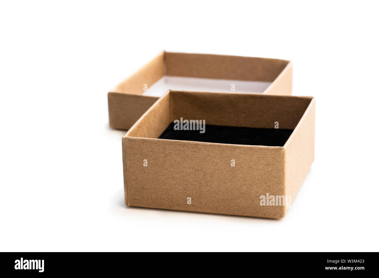 Homemade open empty gift box made from brown paper isolated on white ...
